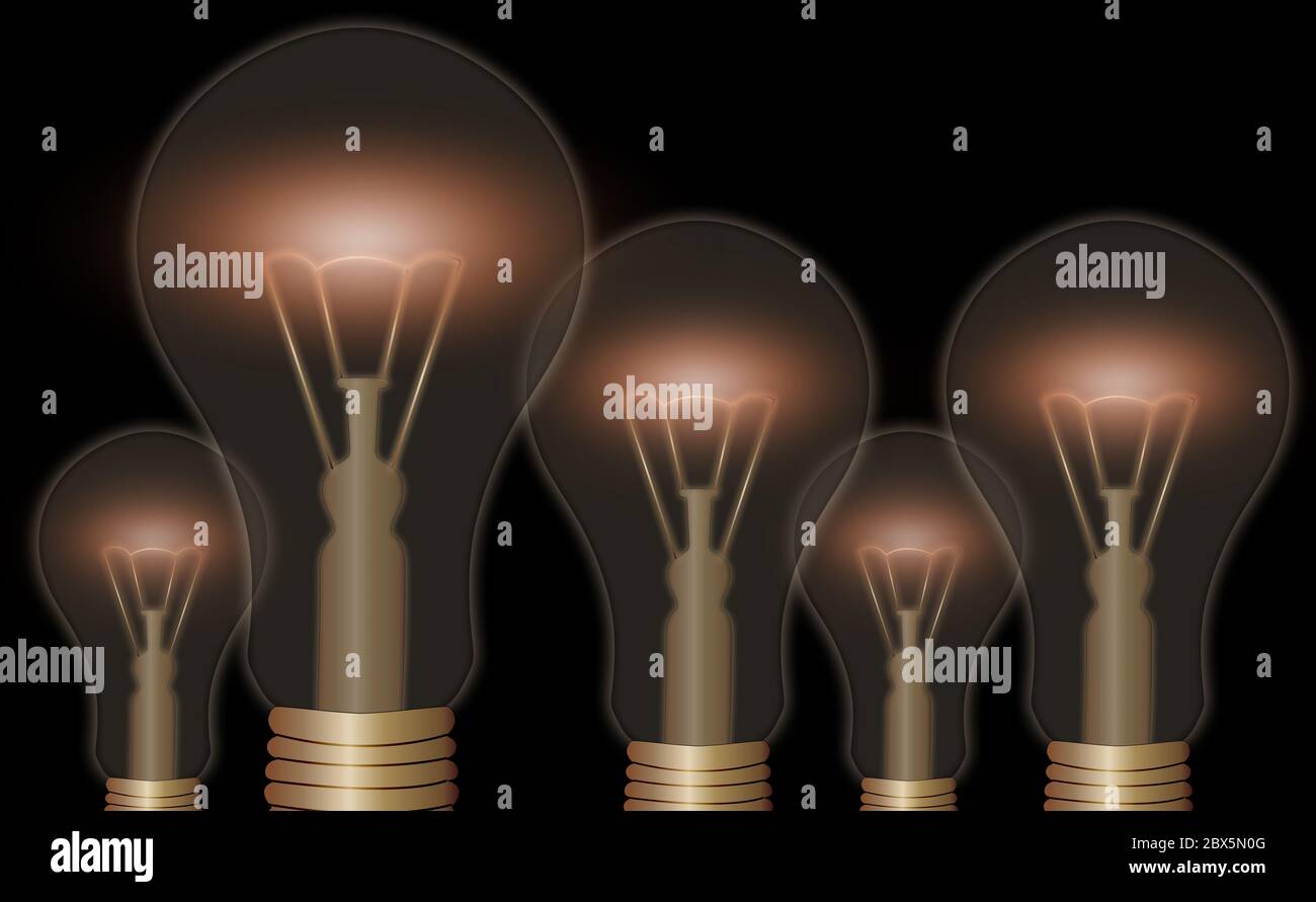 Realistic Colored Vintage Light Bulbs, Idea Sign Solution Thinking ...