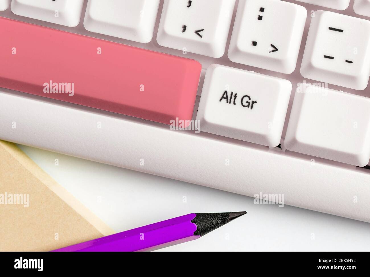 Pc Keyboard Key With Empty Note Paper Above Copy Space Stock Photo - Alamy