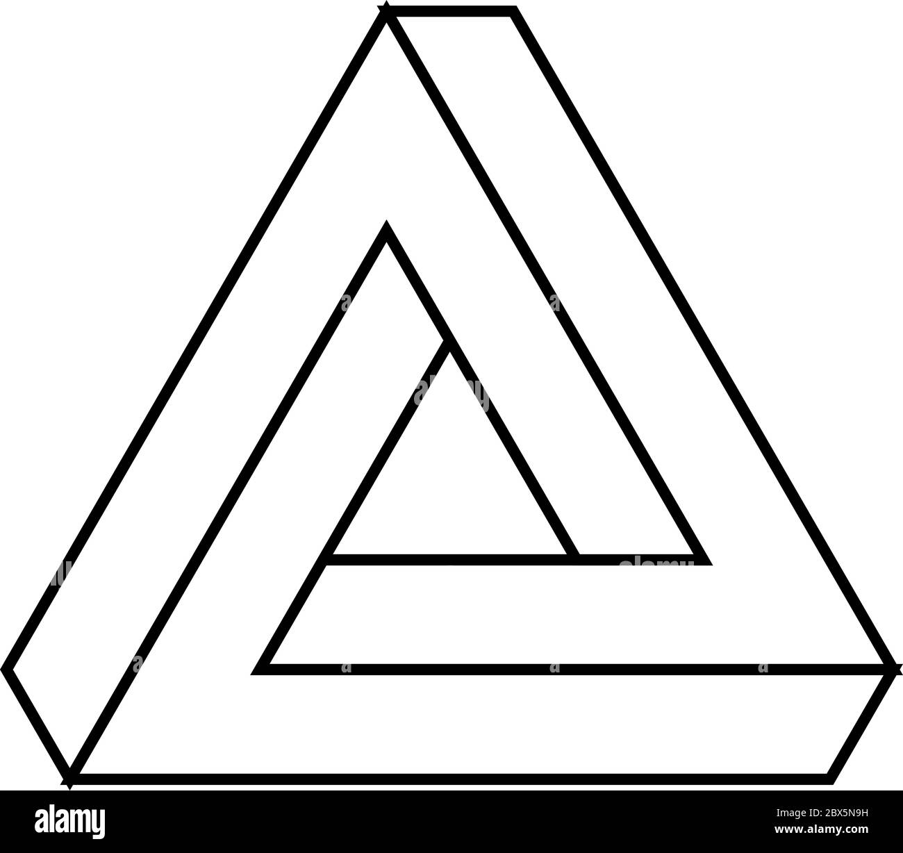 Penrose triangle icon. Geometric 3D object optical illusion. Black ...