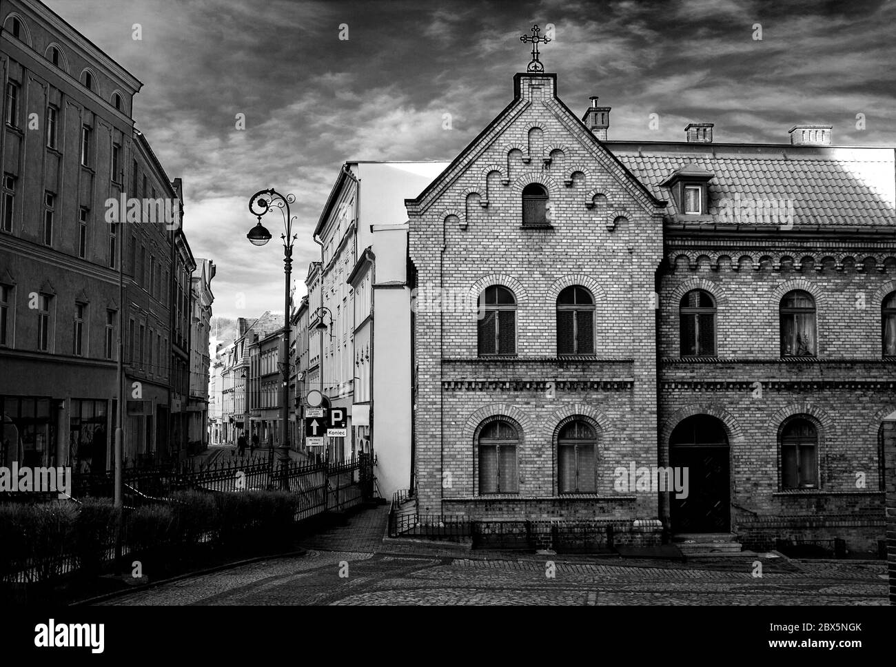 Old street in black and white. Dramatic vintage style Stock Photo - Alamy