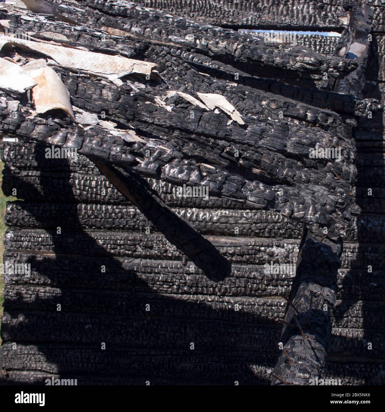 Natural fire ashes with dark grey black coals texture. It is a ...