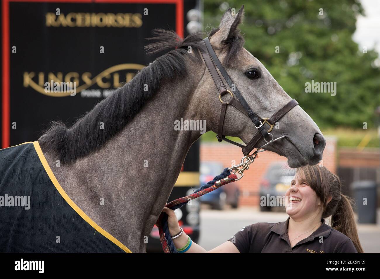 Kingsclere, Hampshire. 5th June, 2020. A member of staff prepares a ...