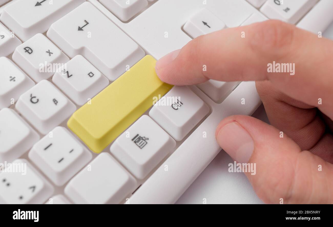 Pc Keyboard Key With Empty Note Paper Above Copy Space Stock Photo - Alamy