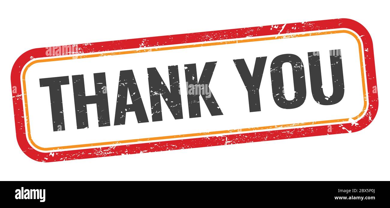 THANK YOU red black rectangle stamp Stock Photo - Alamy