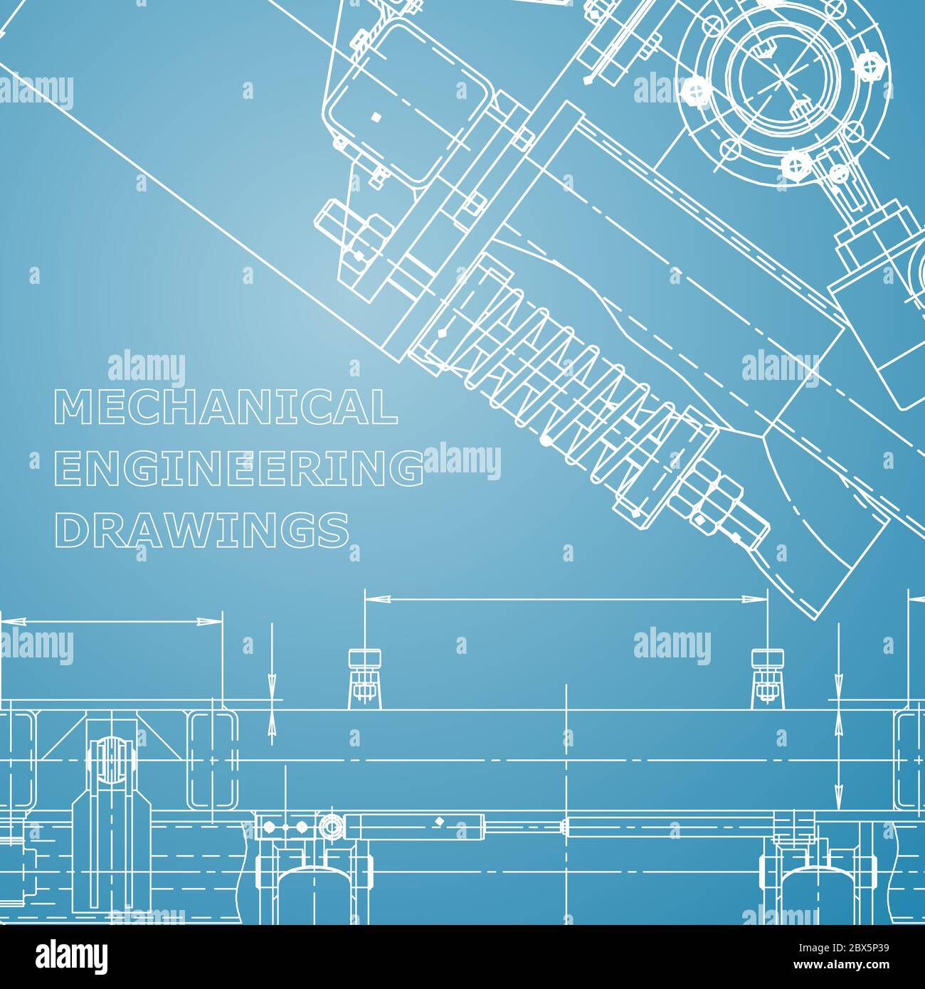 Blueprint, scheme, plan, Blue and white sketch. Technical illustrations ...