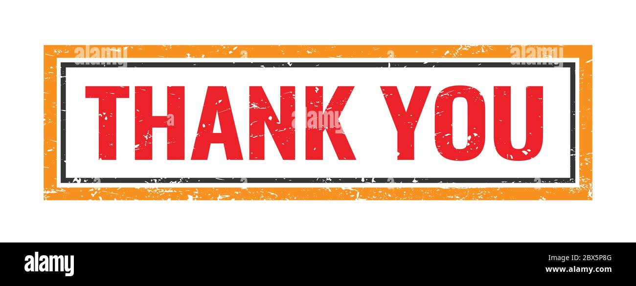 THANK YOU red orange rectangle stamp Stock Photo - Alamy