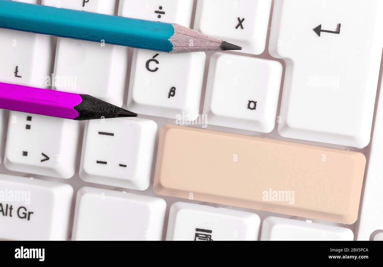 Pc Keyboard Key With Empty Note Paper Above Copy Space Stock Photo - Alamy