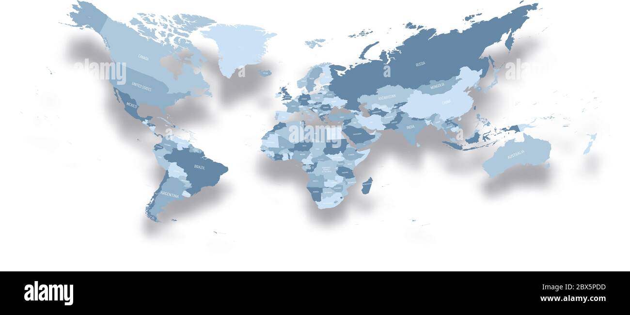 Modern political map of World. Distorted design with bent corners and ...