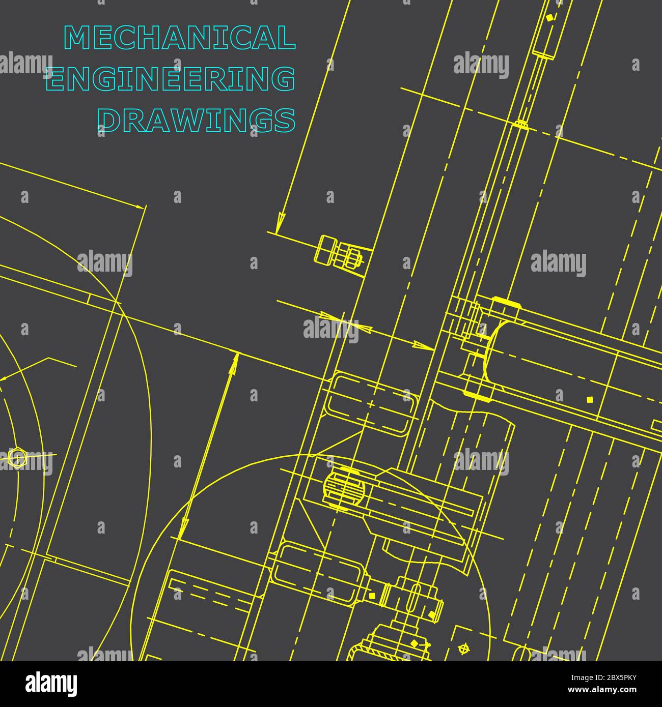 Blueprint. Gray engineering illustration. Cover, flyer, banner ...