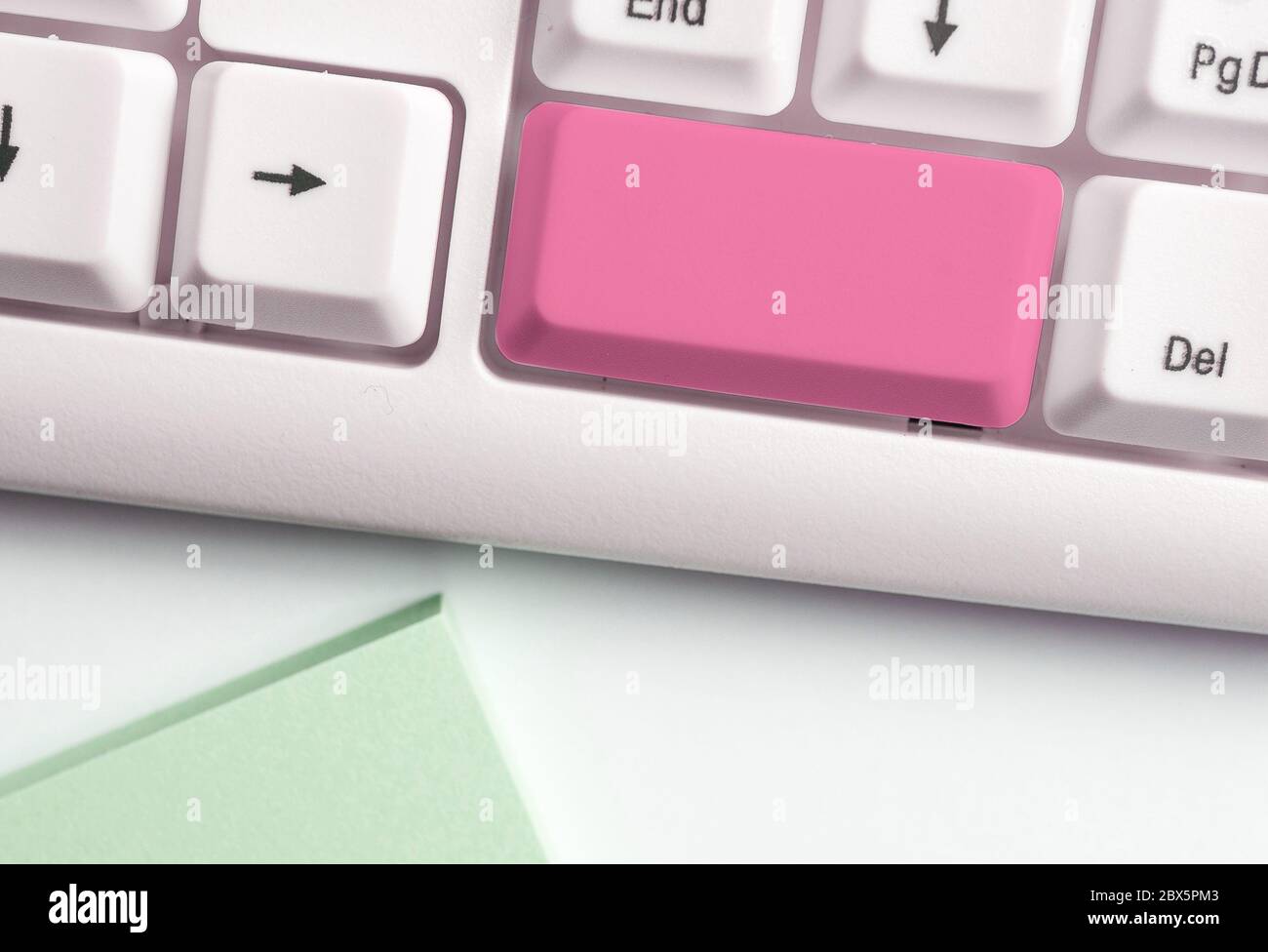Pc Keyboard Key With Empty Note Paper Above Copy Space Stock Photo - Alamy
