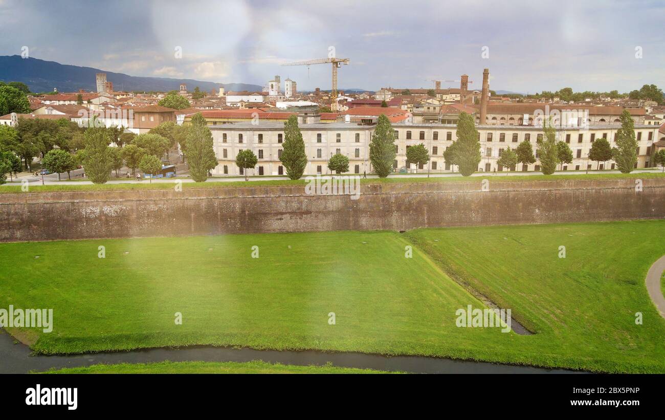 Amazing aerial view of Lucca, famous town of Tuscany, Italy Stock Photo ...