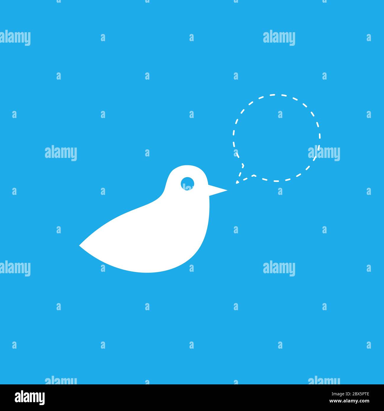 Bird with dashed speech bubble tweets. Stock vector illustration ...