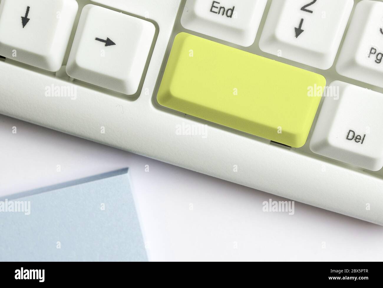 Pc Keyboard Key With Empty Note Paper Above Copy Space Stock Photo - Alamy