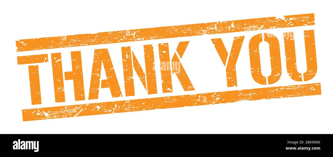THANK YOU orange rectangle stamp Stock Photo - Alamy