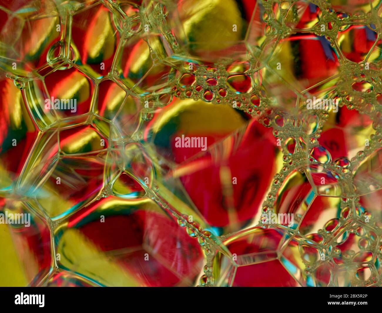 Abstract colourful still-life of bubbles and the patterns and ...