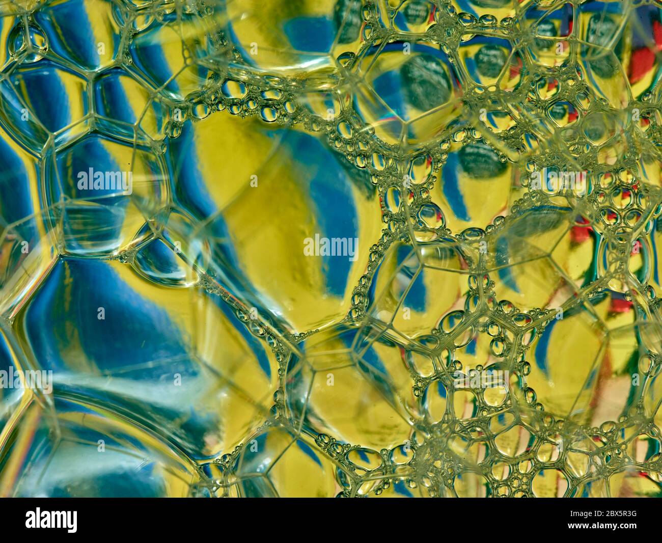 Abstract colourful still-life of bubbles and the patterns and ...