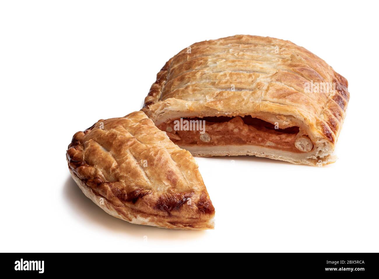 Puff pastry cheese and baked bean pie on isolated on white Stock Photo ...