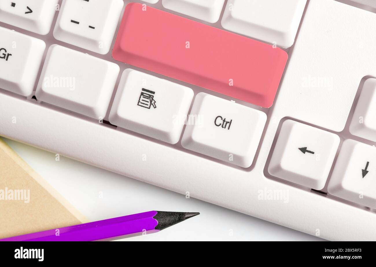 Pc Keyboard Key With Empty Note Paper Above Copy Space Stock Photo - Alamy