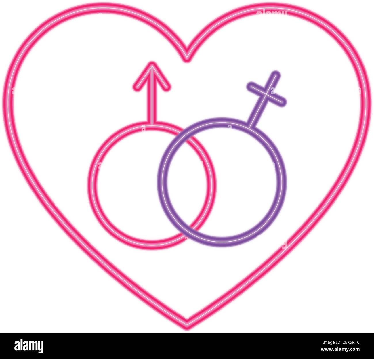 Female and male gender symbols inside heart vector design Stock Vector ...