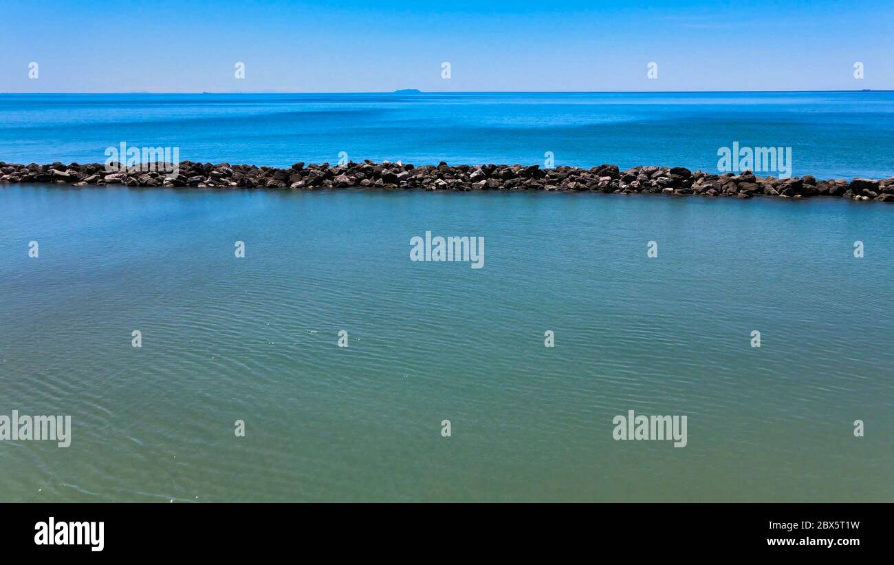 Amazing aerial view of Marina di Pisa coastline, Tuscany. Italian coast ...