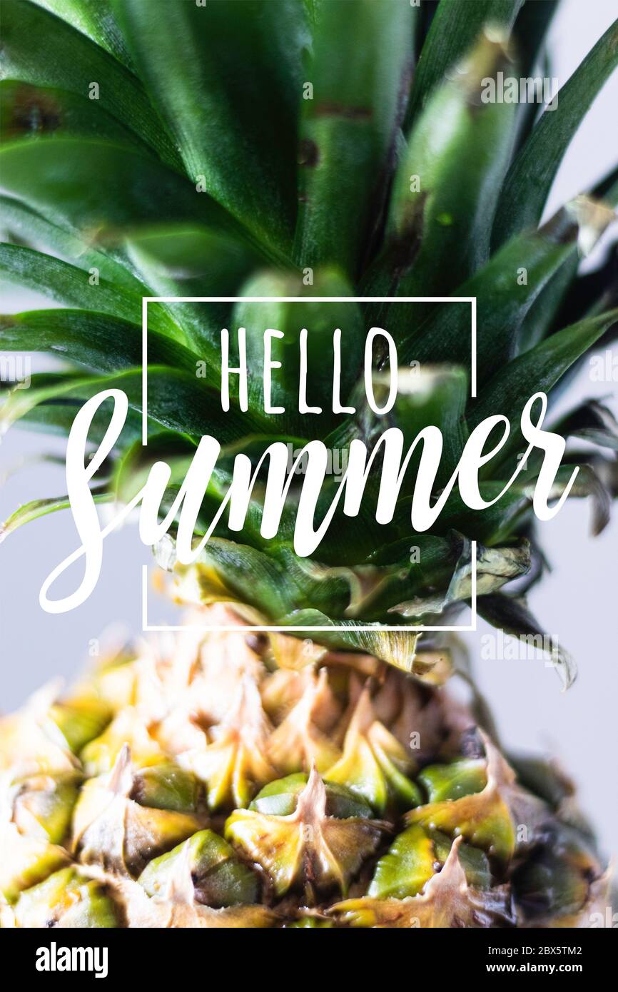pineapple summer poster, hello summer vacation concept Stock Photo - Alamy