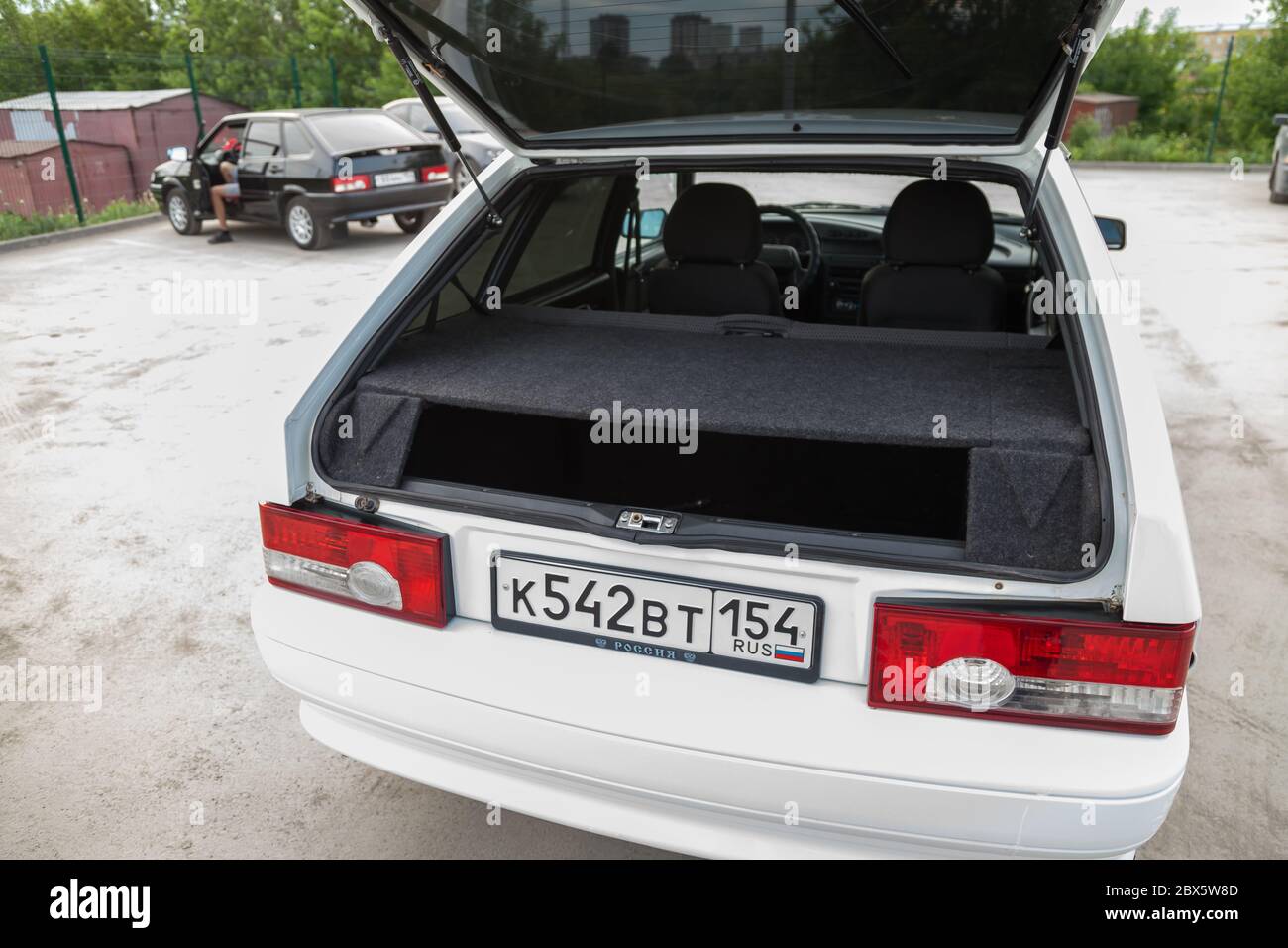 Novosibirsk, Russia - 05/20/2020: A modern white Russian hatchback with ...