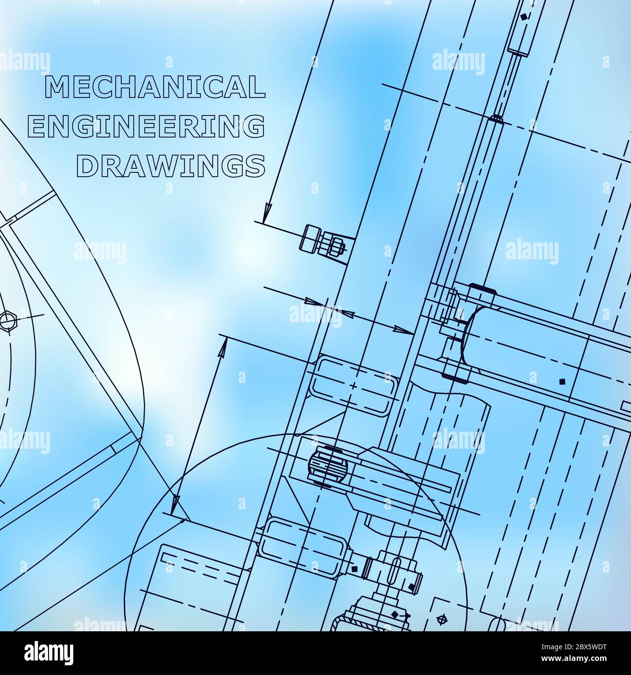 Blueprint, Sketch. Vector engineering illustration. Cover, flyer. Blue ...