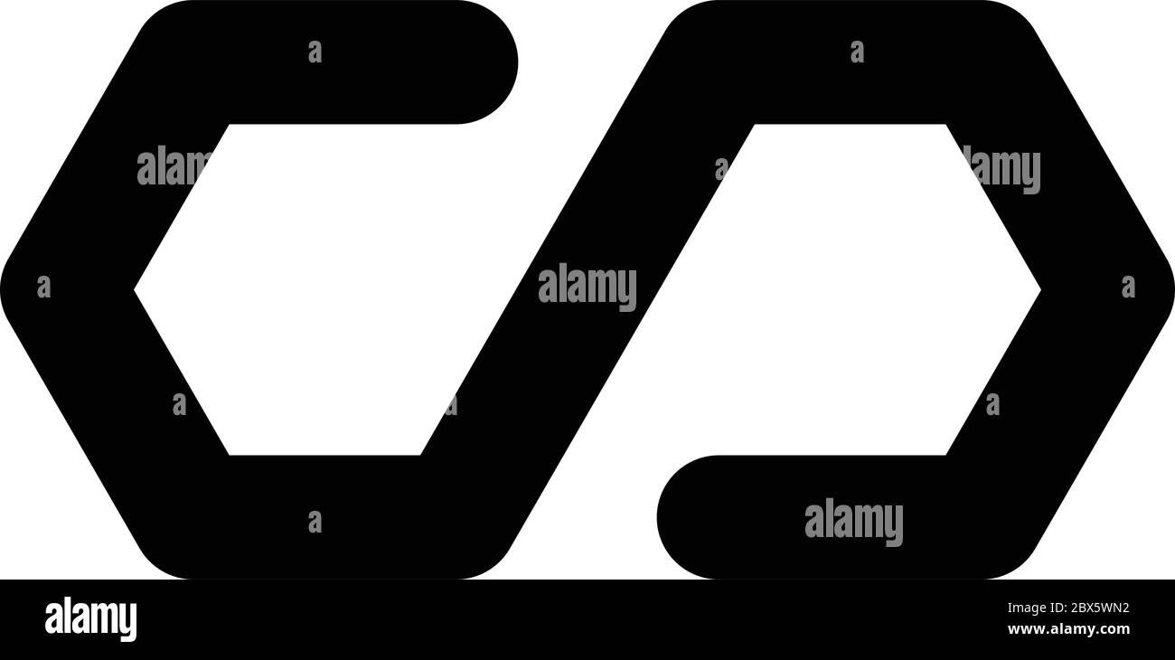 Black infinity symbol icon - hexagonal shape. Simple flat vector design ...