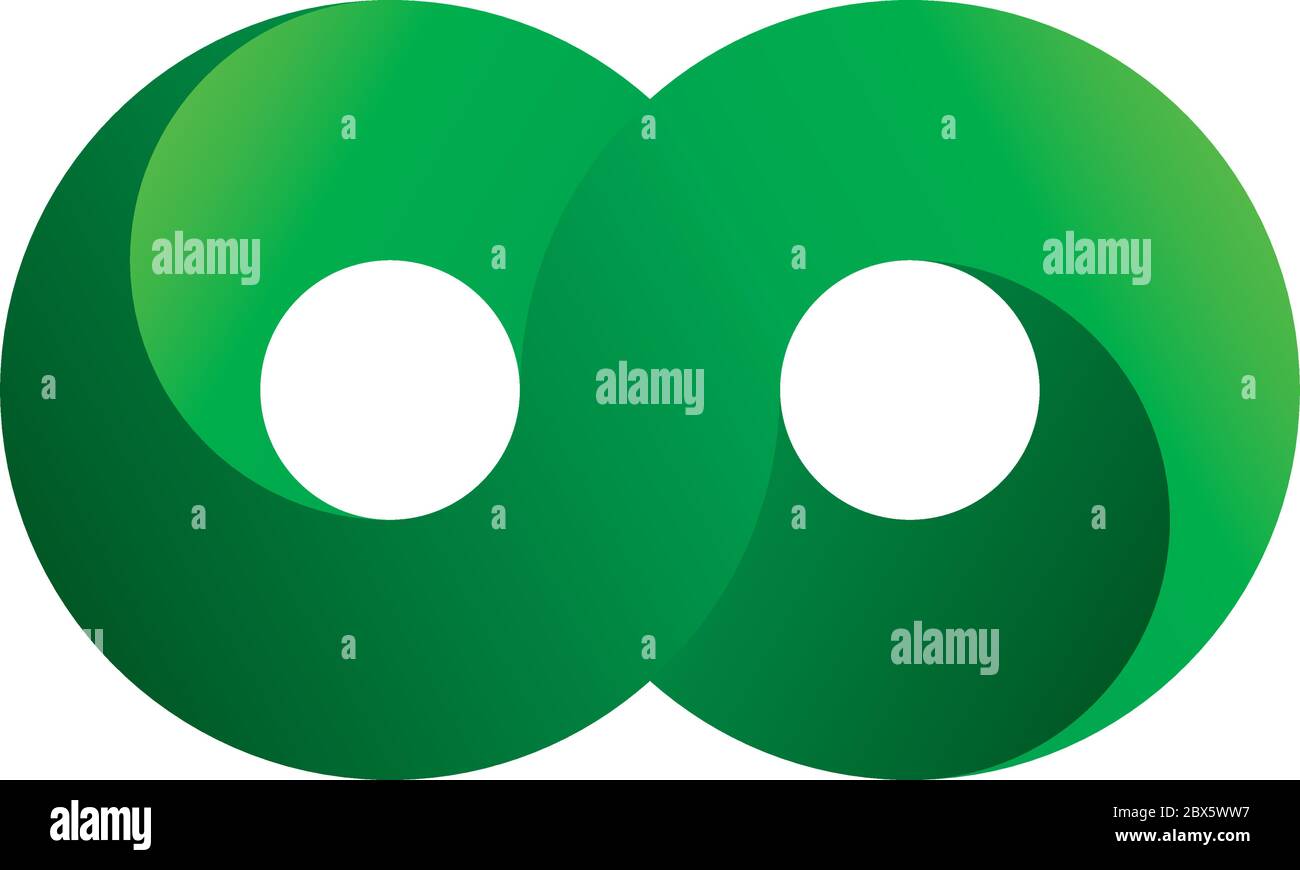 Green infinity symbol icon. 3D-like gradient design effect. Vector ...