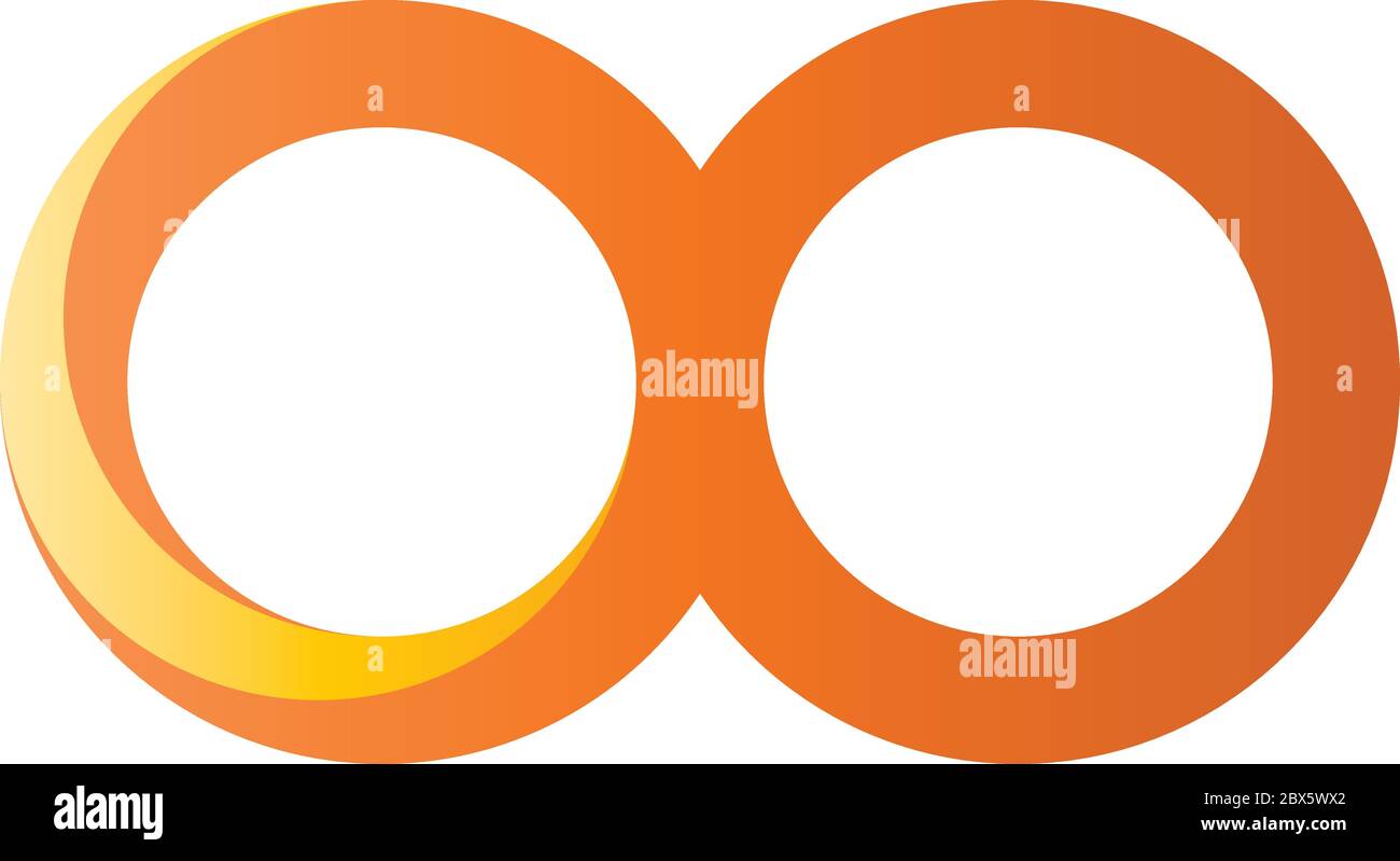 Orange infinity symbol icon. 3D-like gradient design effect. Vector ...