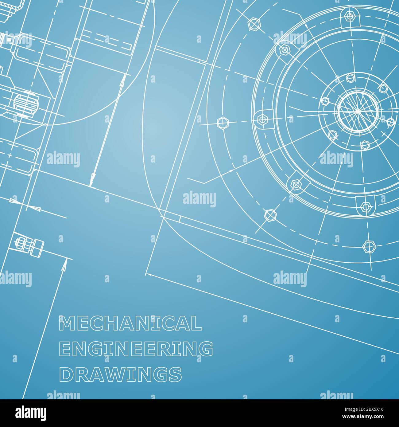 Blueprint. Vector engineering illustration. Blue and white background ...