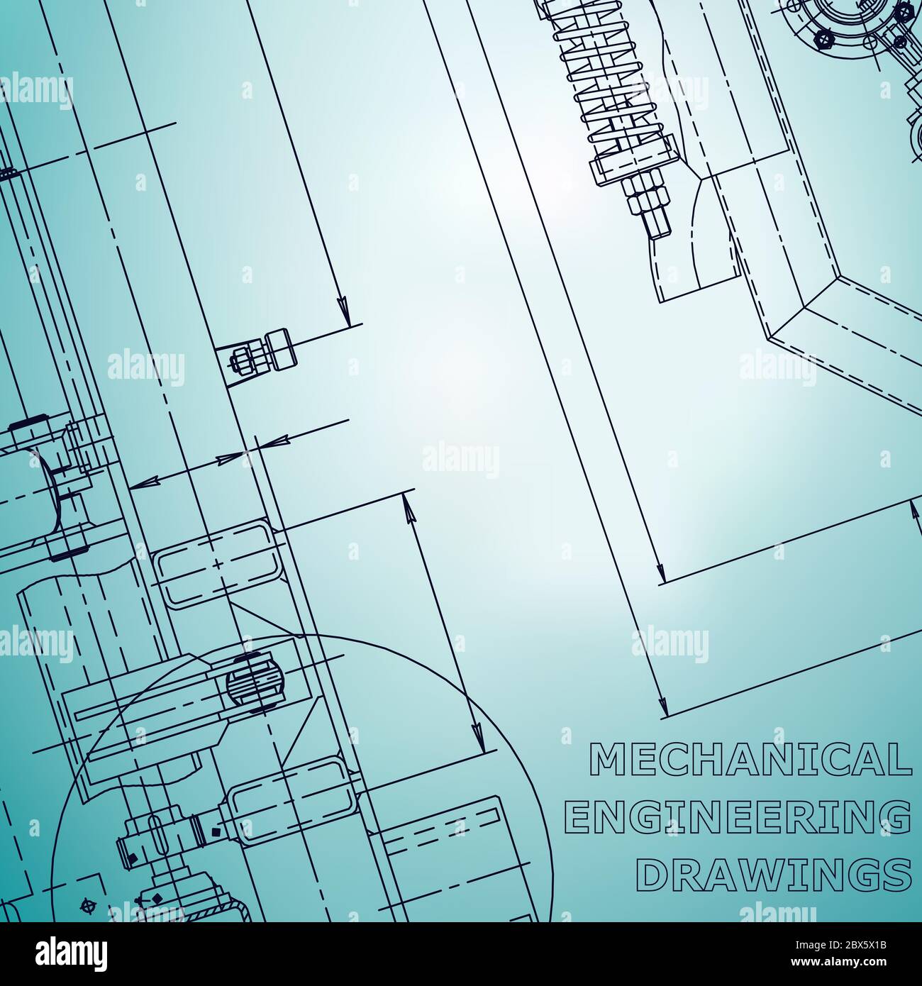 Blueprint. Vector engineering drawings. Mechanical instrument making ...