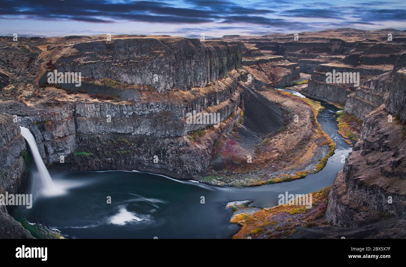 Photo of the Palouse Falls at the sunset time. State of Washington in ...
