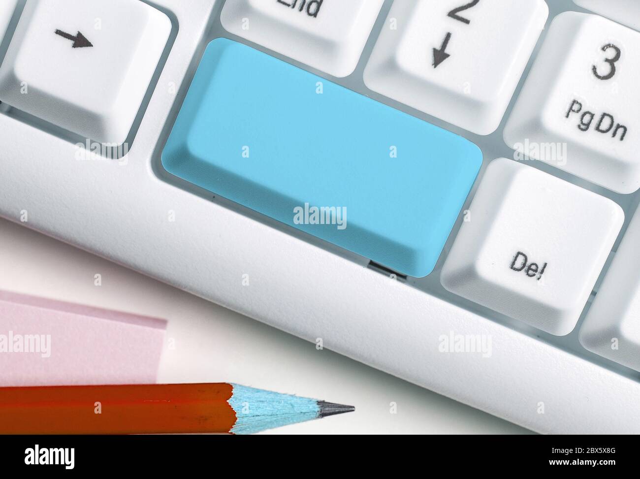 Pc Keyboard Key With Empty Note Paper Above Copy Space Stock Photo - Alamy