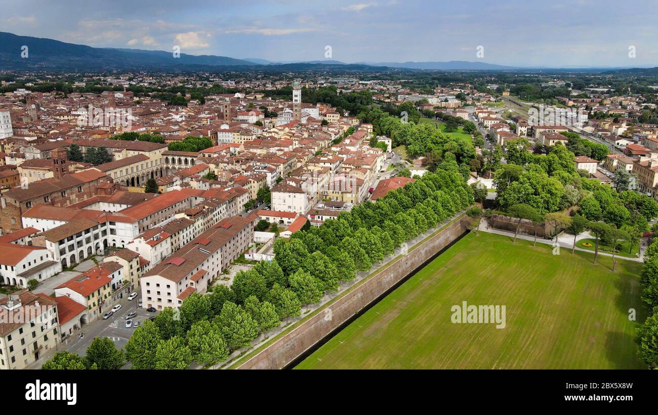 Amazing aerial view of Lucca, Tuscany Stock Photo - Alamy
