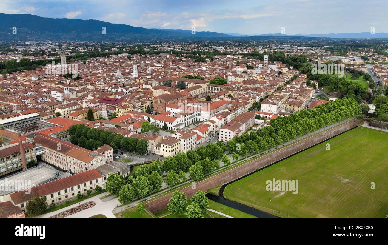 Amazing aerial view of Lucca, Tuscany Stock Photo - Alamy