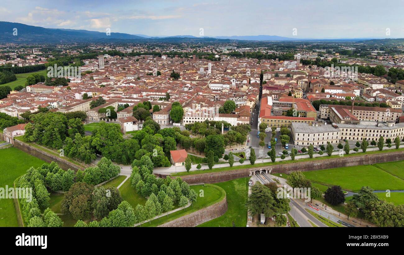 Amazing aerial view of Lucca, Tuscany Stock Photo - Alamy