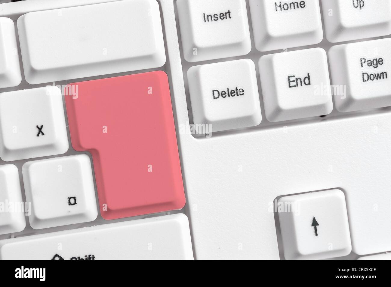 Pc Keyboard Key With Empty Note Paper Above Copy Space Stock Photo - Alamy