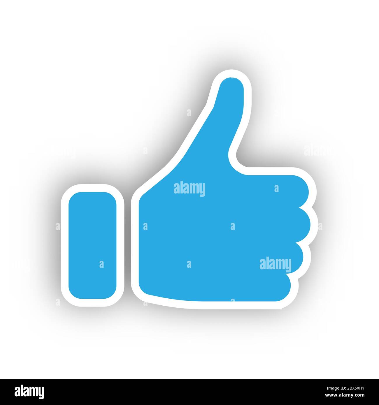 Blue hand silhouette with thumb up. Gesture of like, agree, yes ...