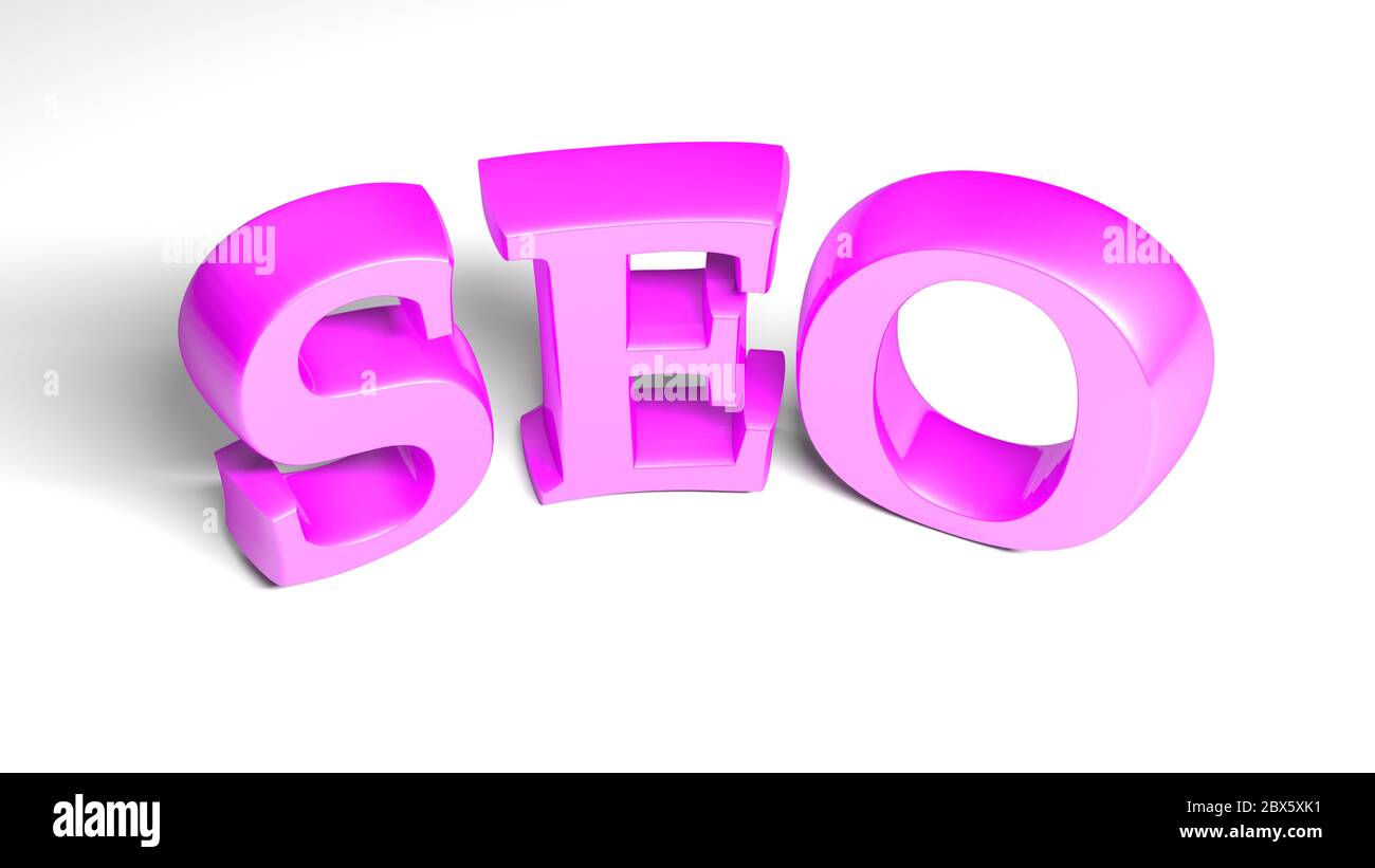 SEO purple isolated on white background - 3D rendering illustration ...