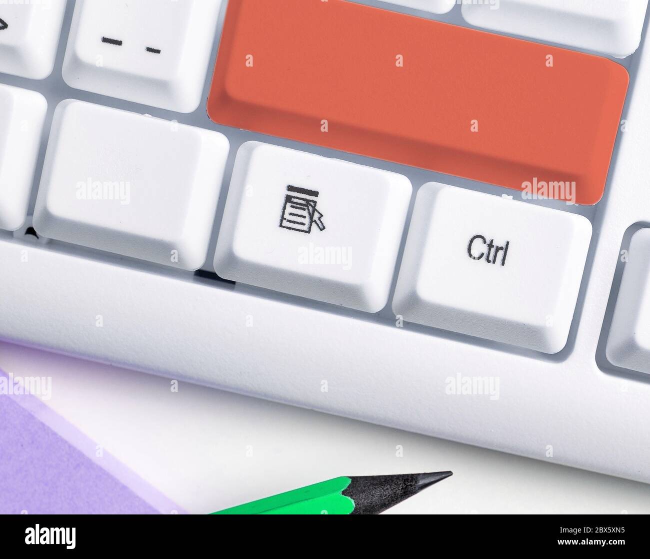 Pc Keyboard Key With Empty Note Paper Above Copy Space Stock Photo - Alamy