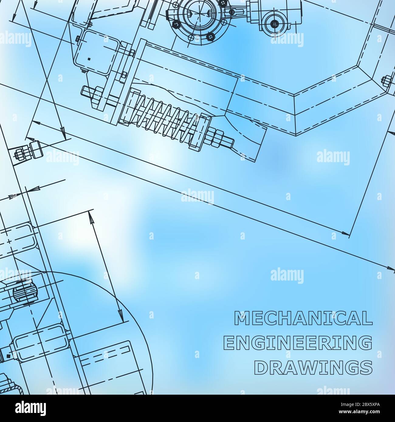 Blueprint. Vector engineering drawings. Mechanical instrument making ...
