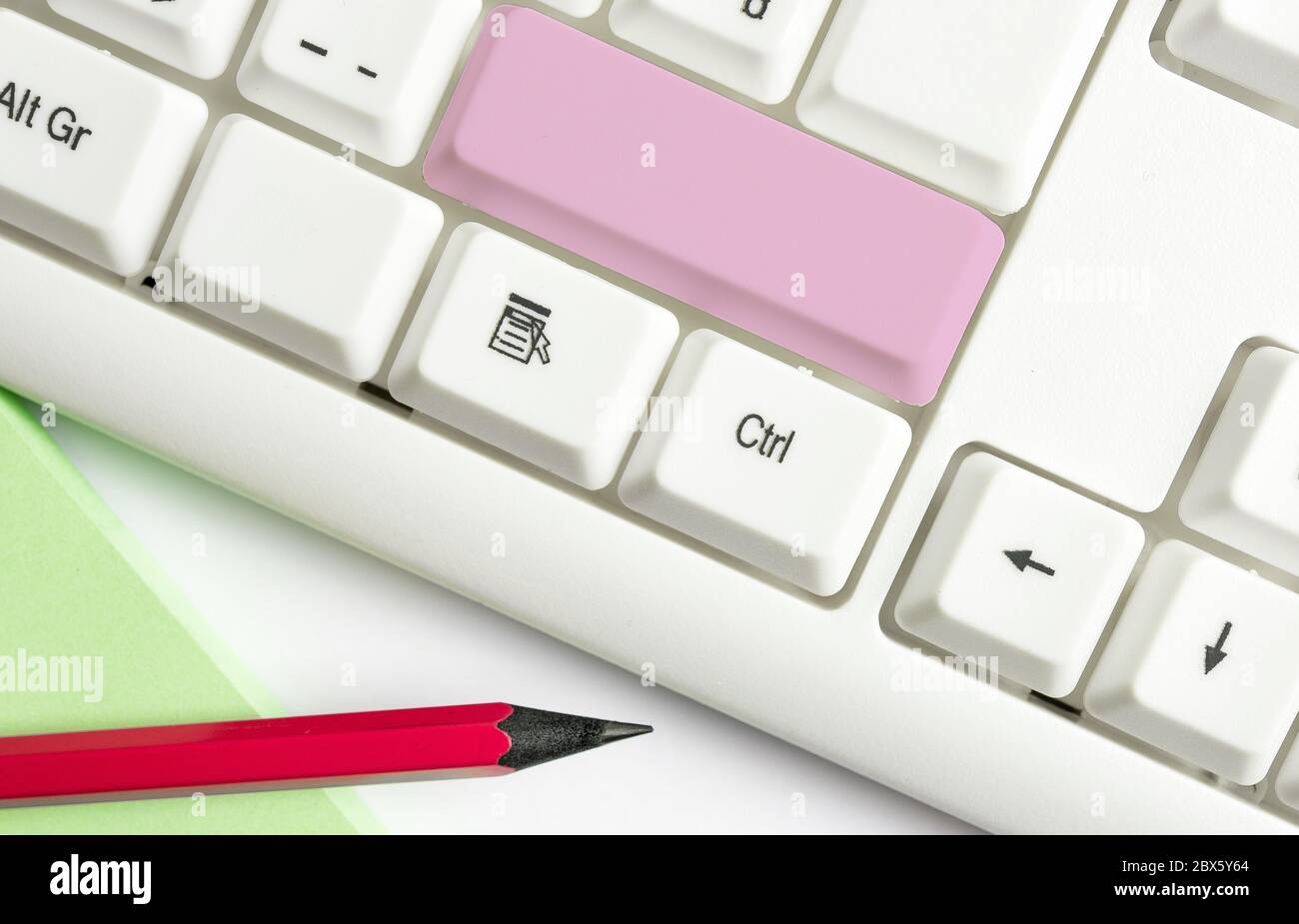 Pc Keyboard Key With Empty Note Paper Above Copy Space Stock Photo - Alamy
