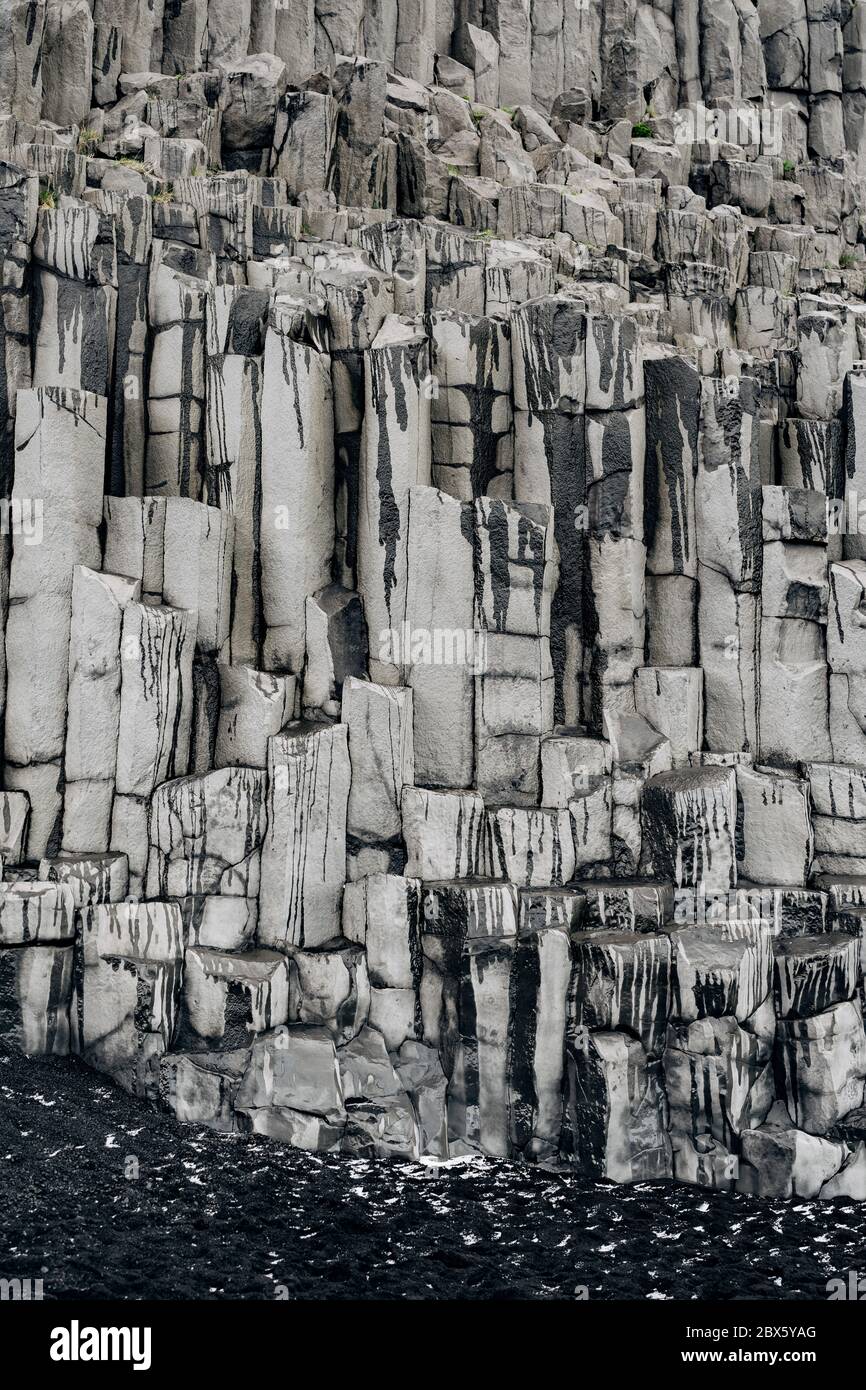 Closeup of texture of basalt stones on the beach of Vik, Iceland Stock ...