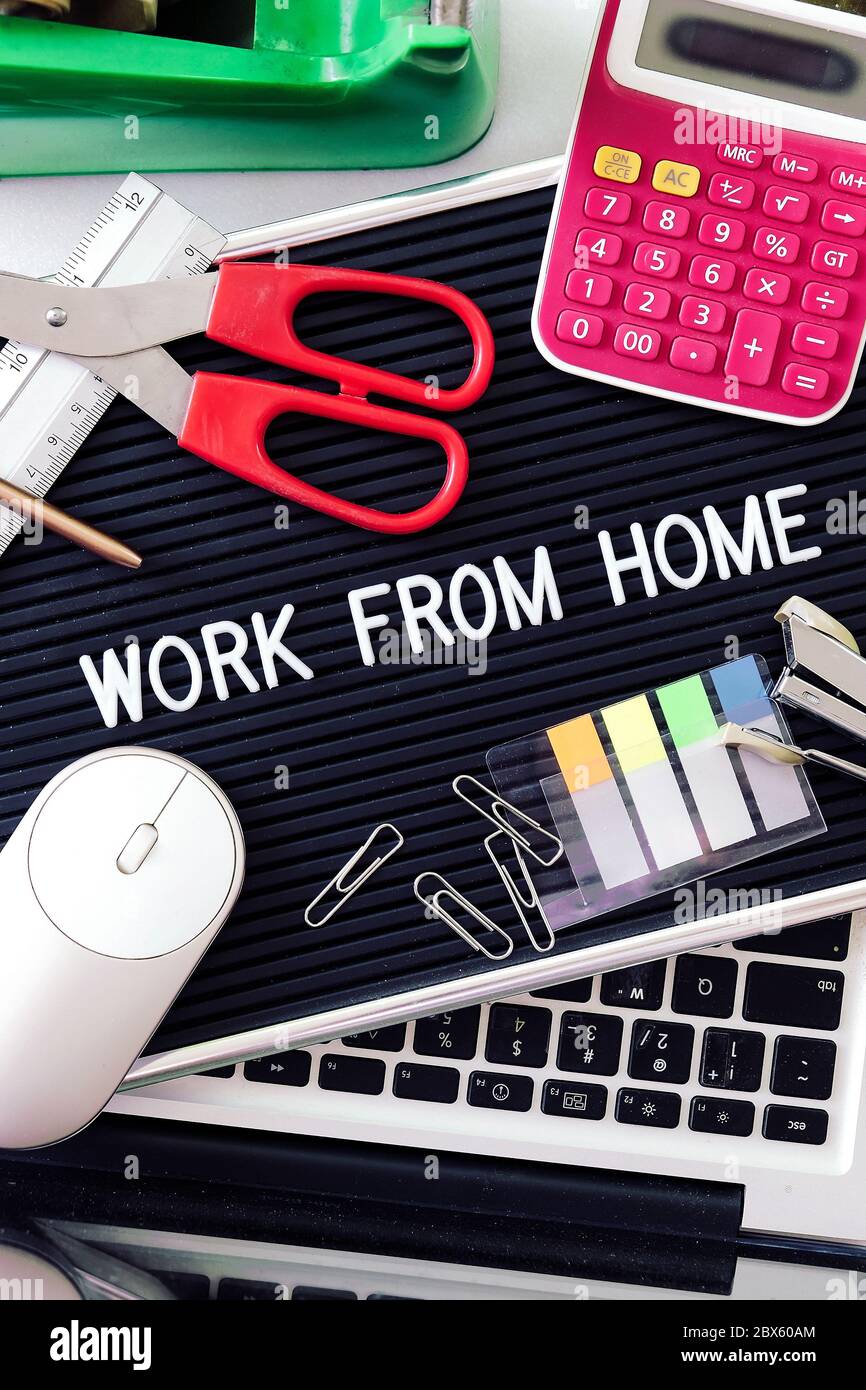 work from home text background Stock Photo - Alamy