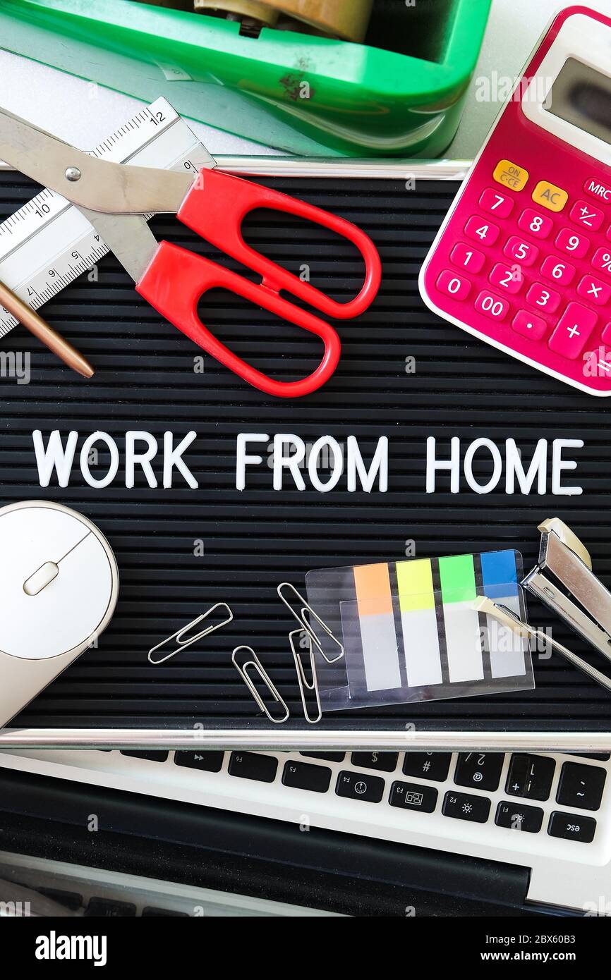 work from home text background Stock Photo - Alamy