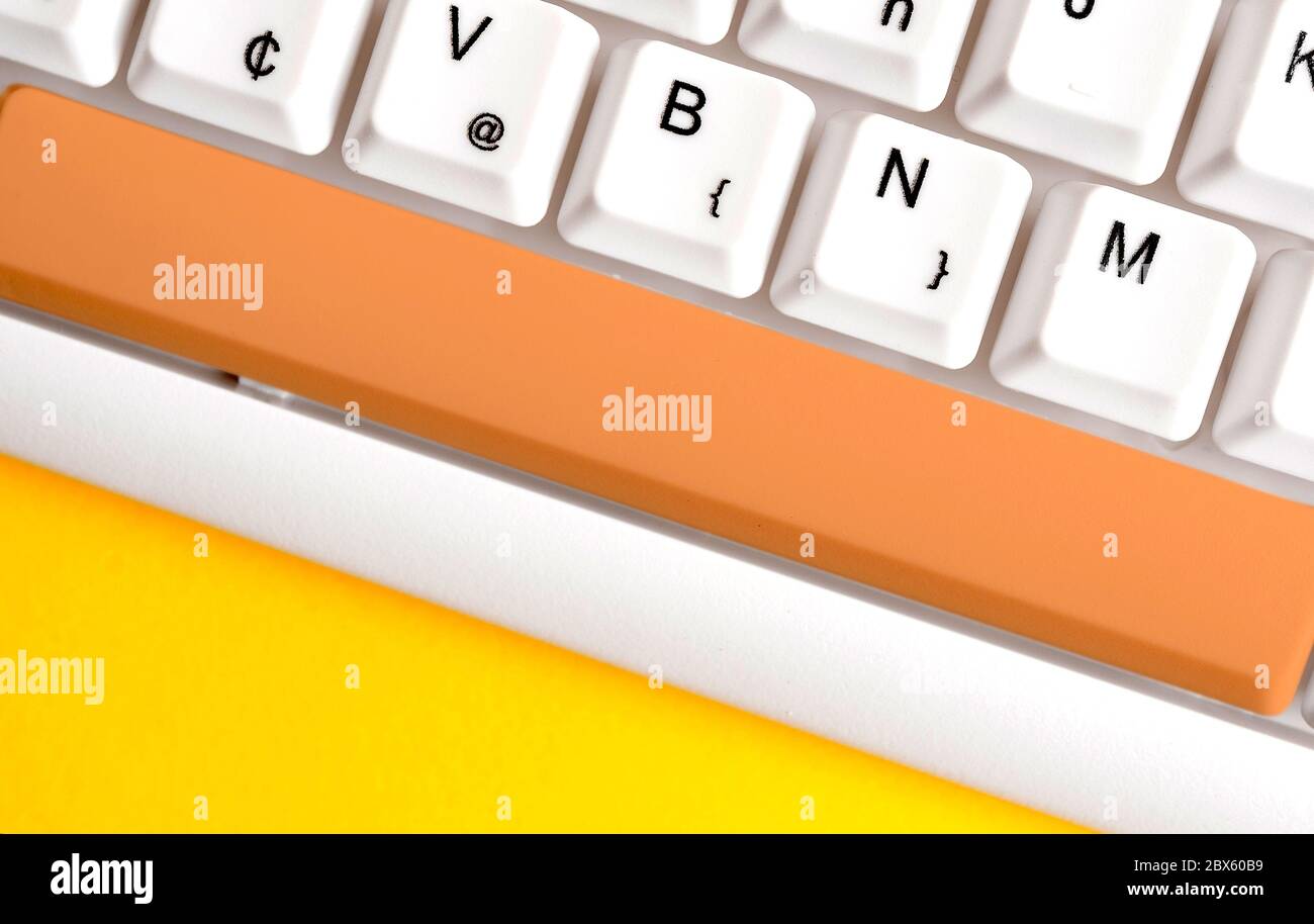 White Pc Keyboard With Empty Note Paper Above White Key Copy Space ...