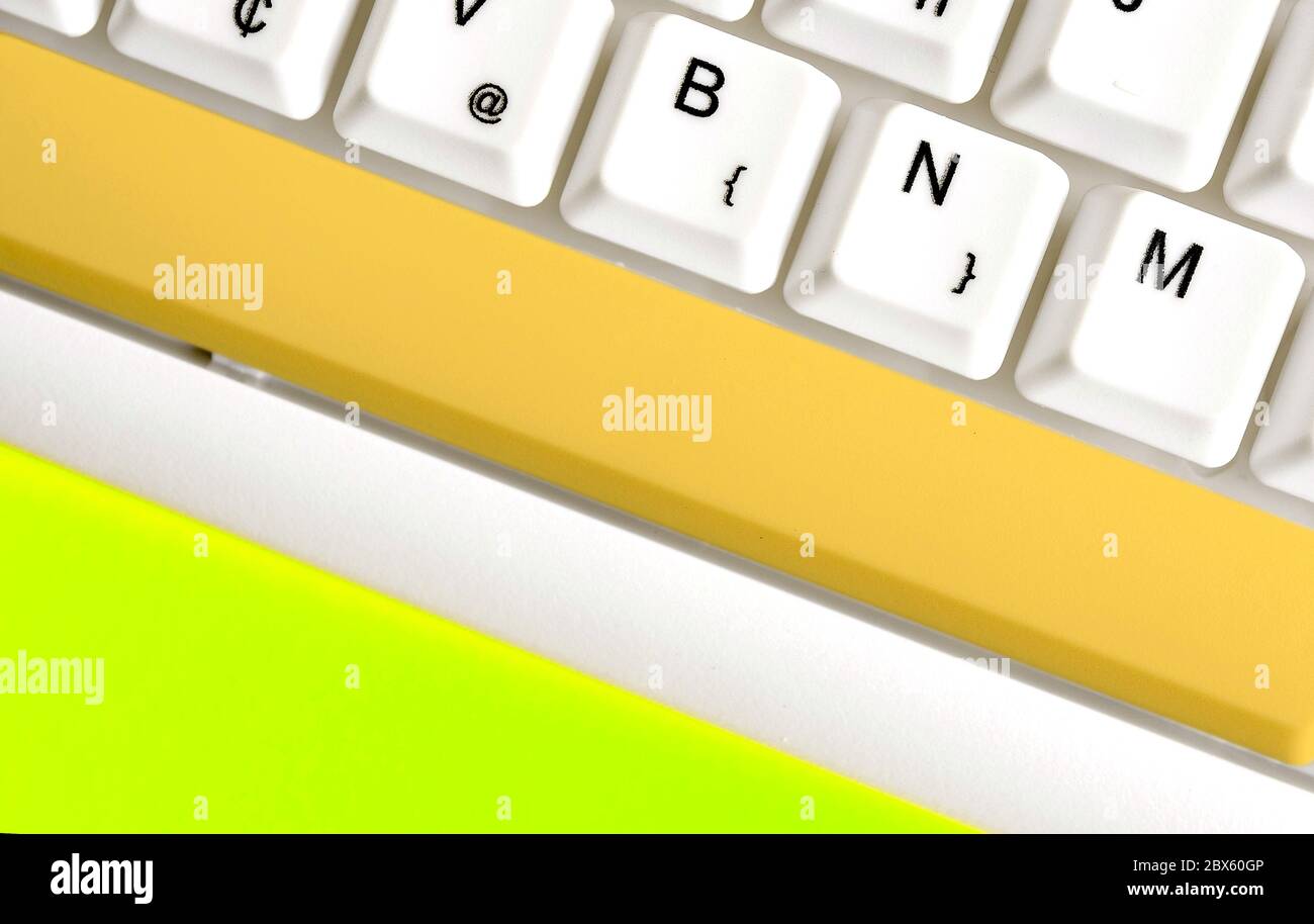 White Pc Keyboard With Empty Note Paper Above White Key Copy Space ...