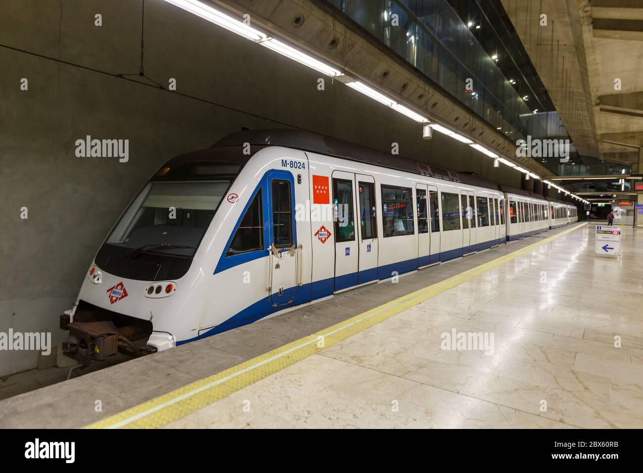 Madrid, Spain November 21, 2019: Metro train at Madrid Barajas Airport ...