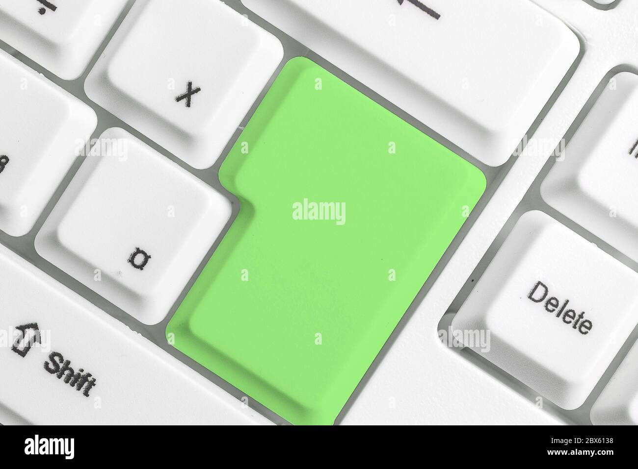 Pc Keyboard Key With Empty Note Paper Above Copy Space Stock Photo - Alamy